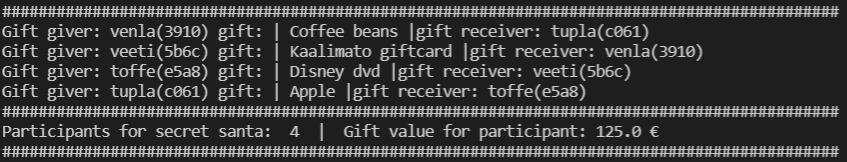 Secret_Santa | School project from course “Basics of programming ...